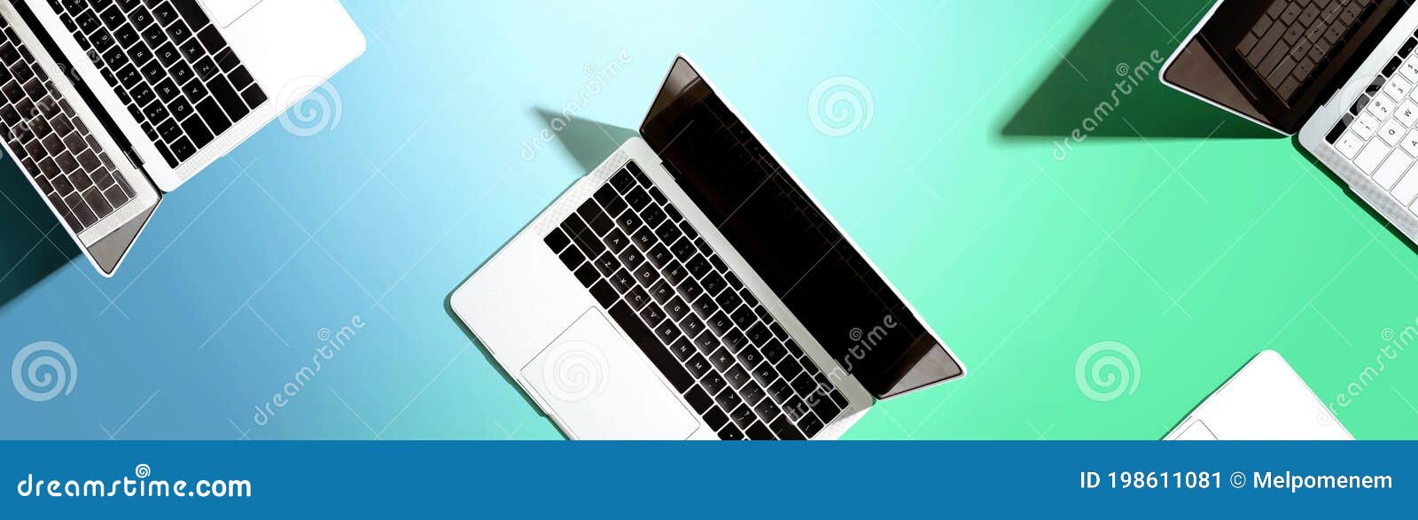 Many Laptop Computers with Shadow Stock Image - Image of concept ...