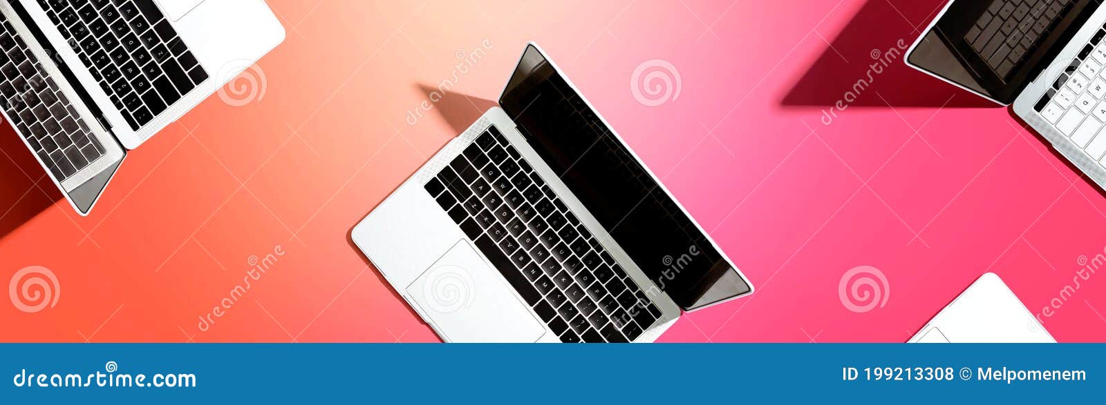 Many Laptop Computers with Shadow Stock Photo - Image of remote, home ...