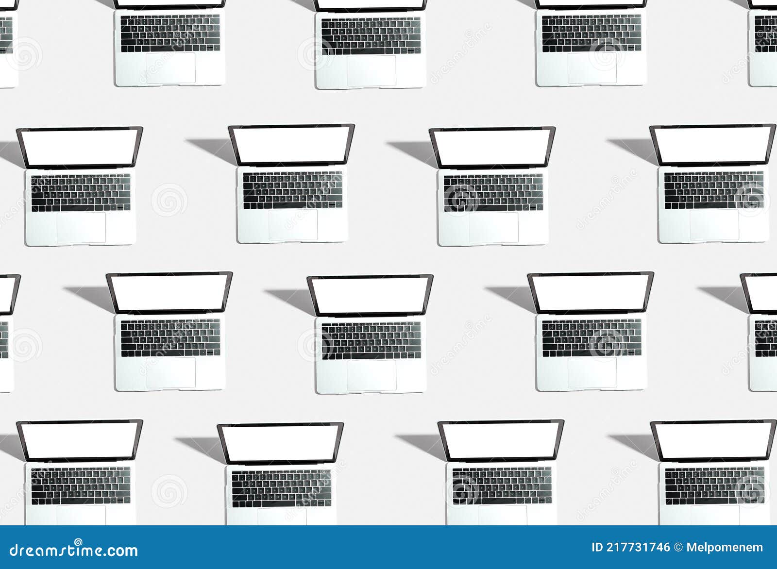 Many Laptop Computers with Shadow Stock Photo - Image of laptop ...