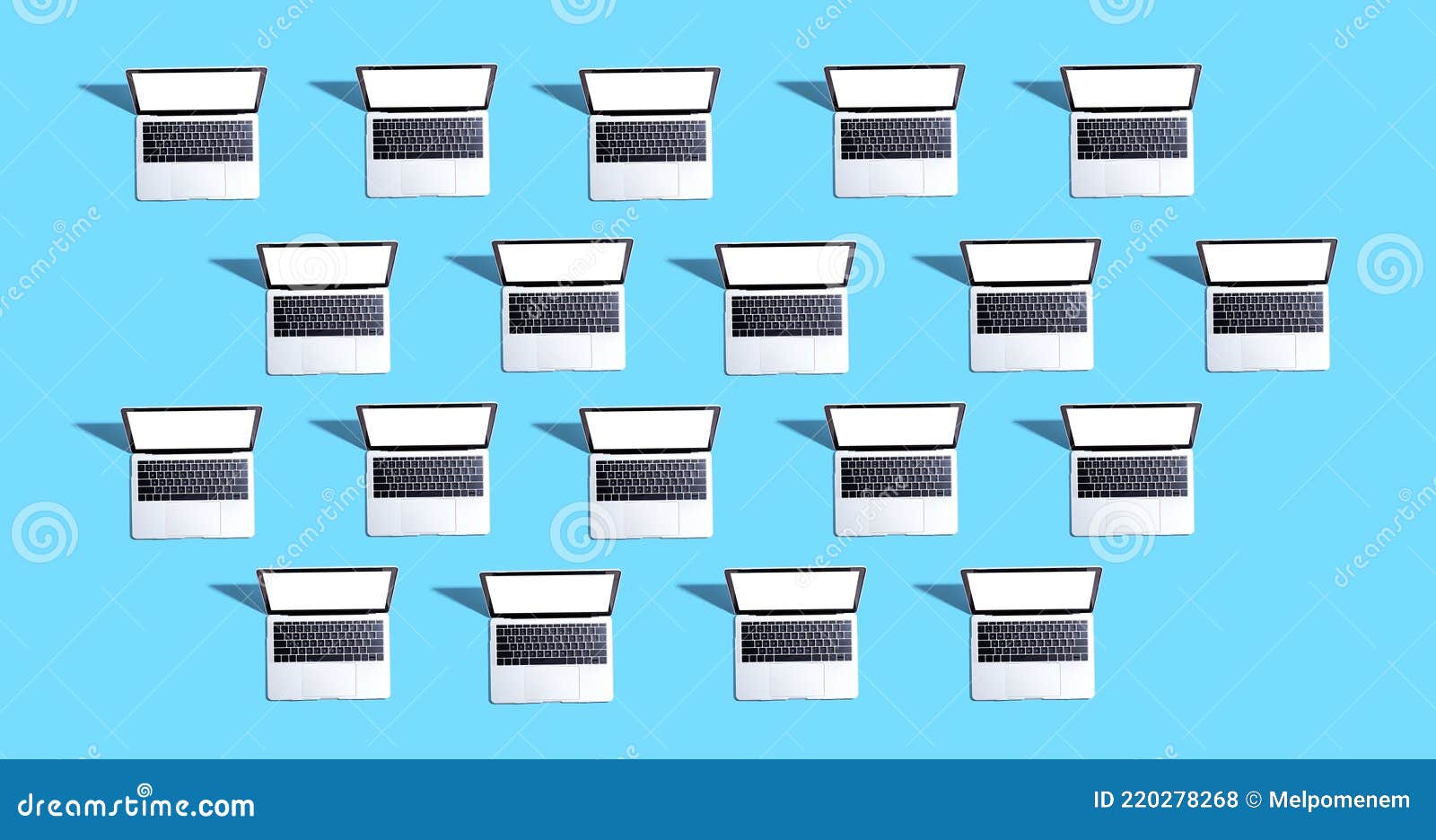 Many Laptop Computers with Shadow Stock Photo - Image of digital ...