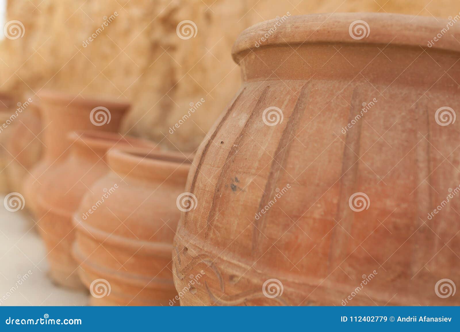 Many Large Clay Pots Standing in a Row Stock Image - Image of culture ...