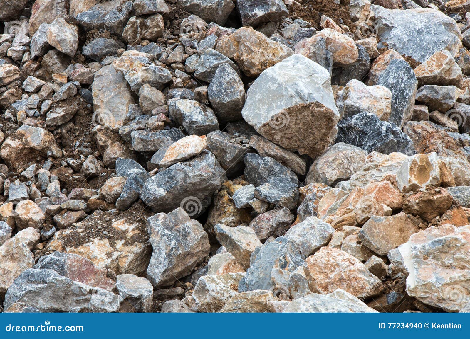 Many Large Rock Pile with Soil. Stock Photo - Image of dirt, gray: 77234940