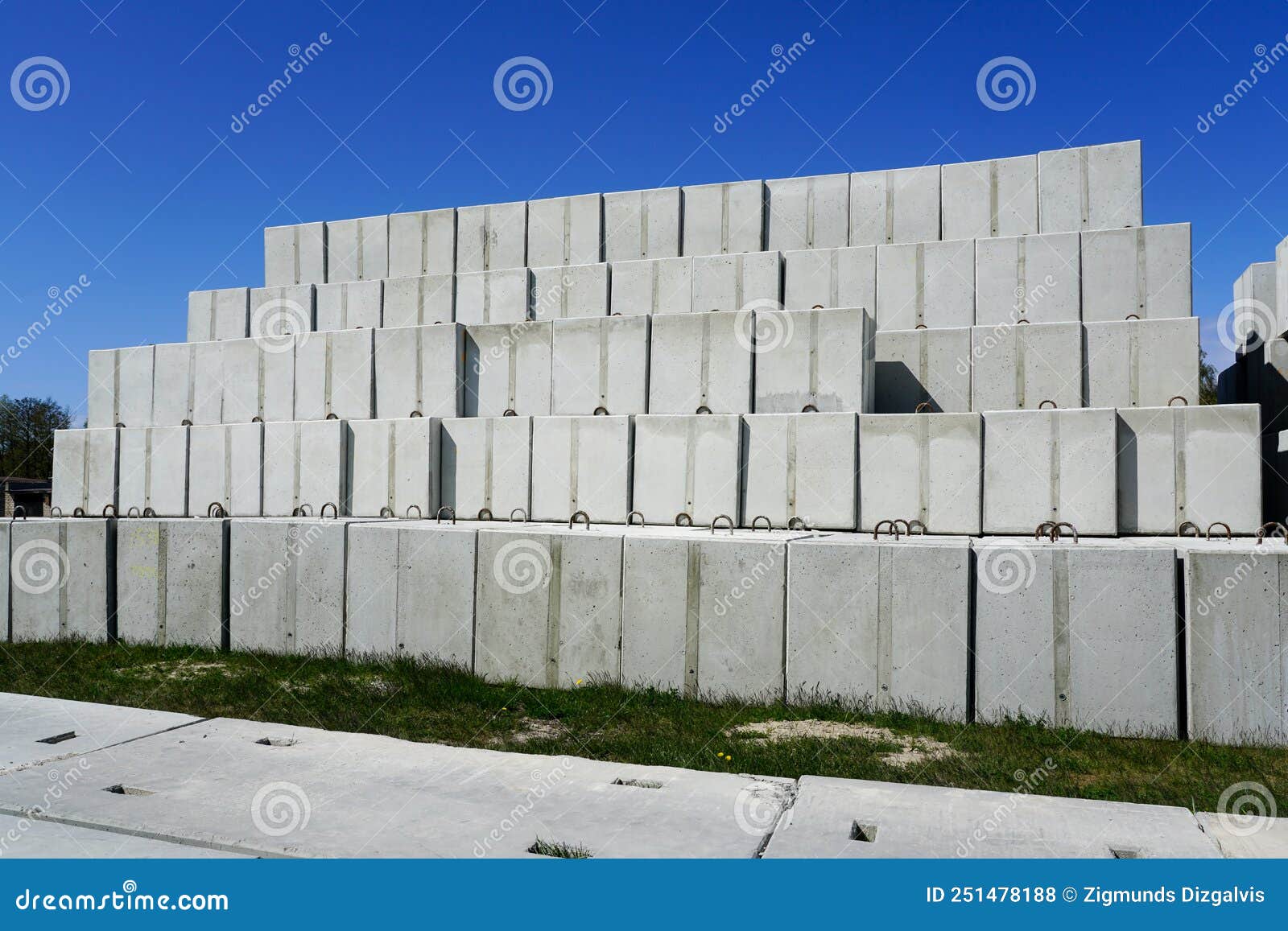 Many Large White Concrete Cube Shaped Blocks in the Factory Yard Stock ...