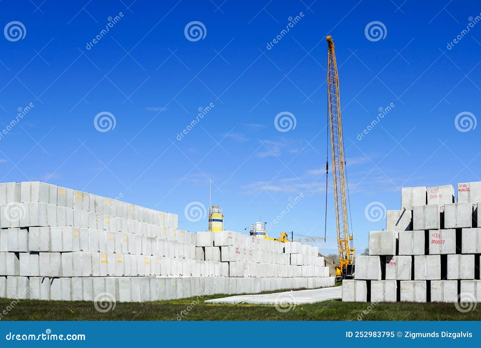 Many Large White Concrete Cube Shaped Blocks in the Factory Yard Stock ...