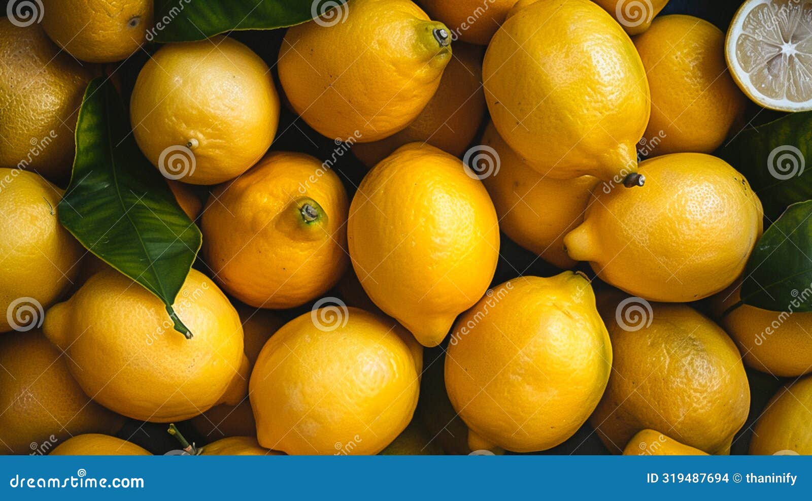 Many Lemons that are Sitting Together with Leaves Stock Illustration ...