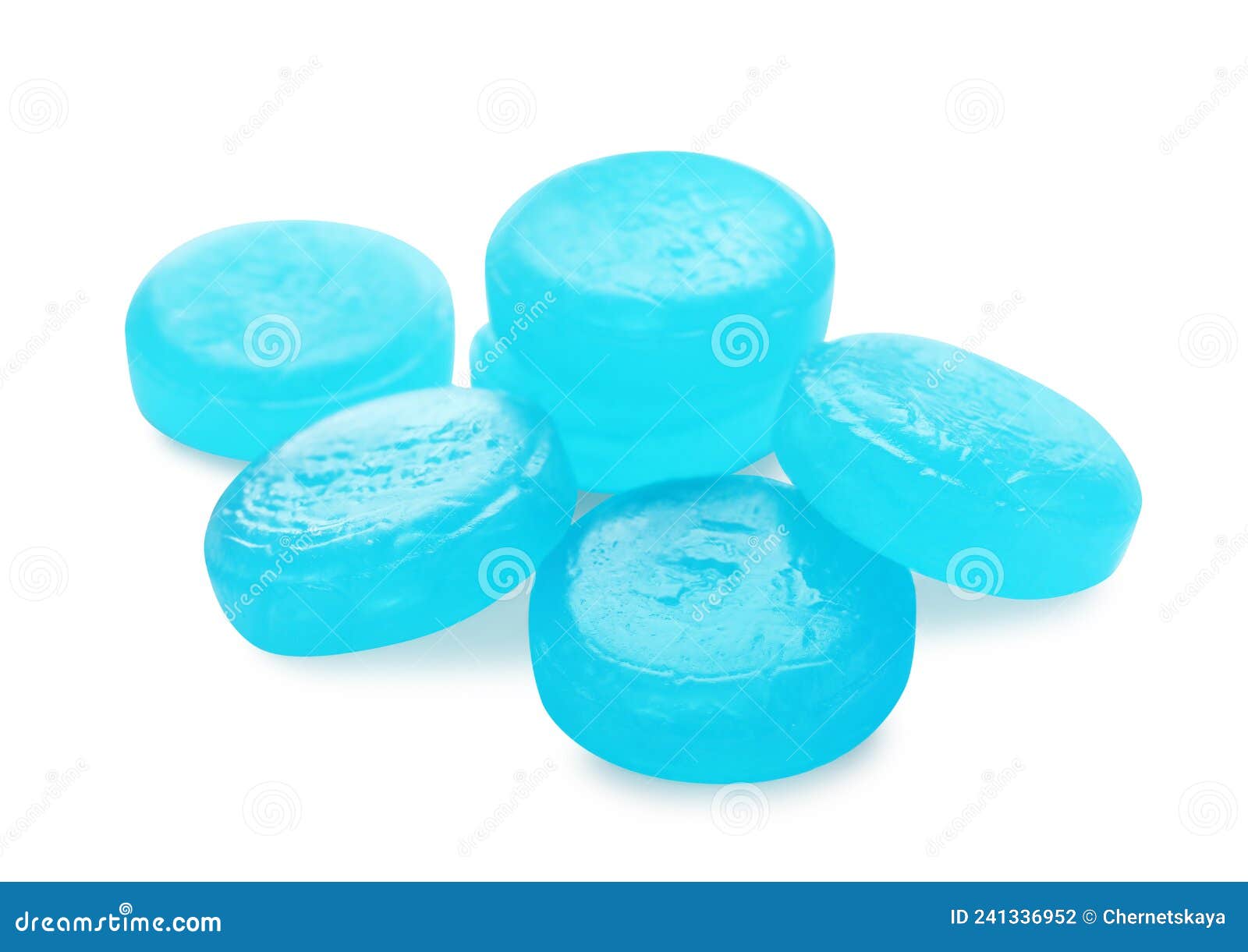 Many Light Blue Cough Drops on White Background Stock Photo - Image of ...
