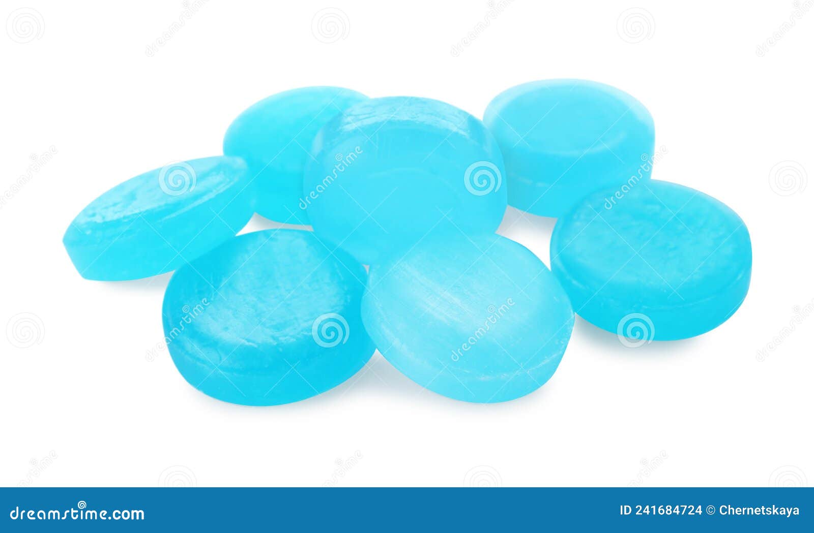 Many Light Blue Cough Drops on White Background Stock Photo - Image of ...