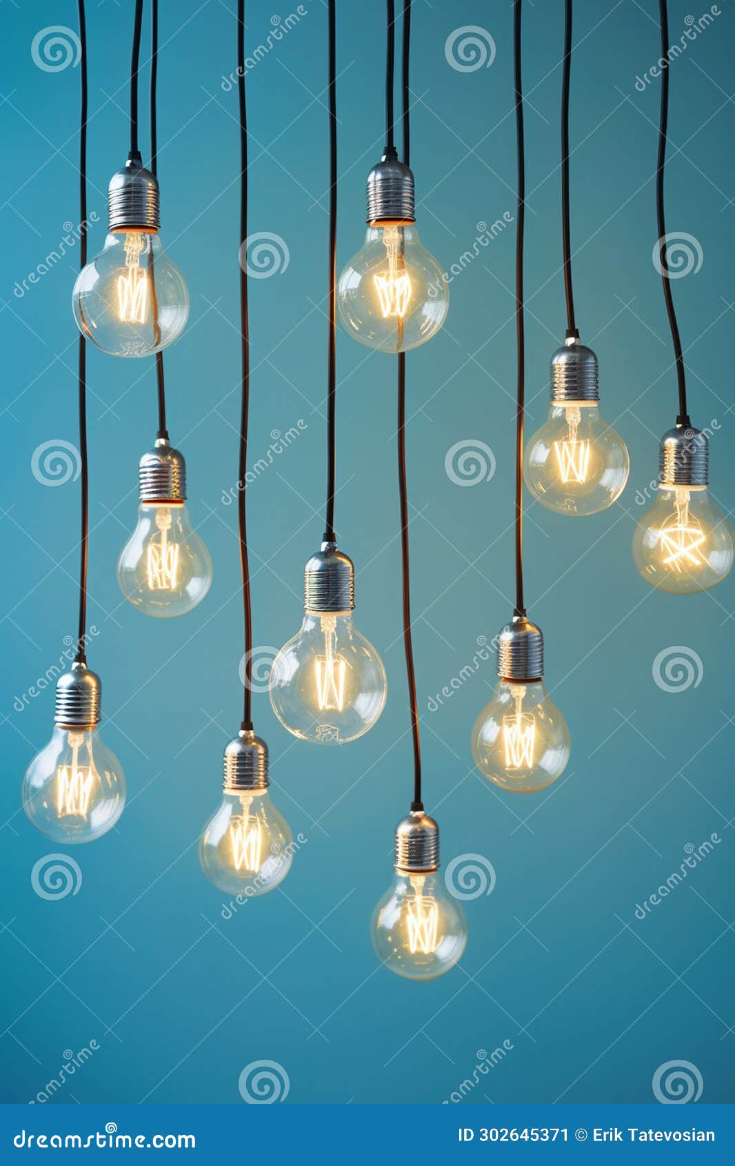 Many Light Bulbs on a Blue Background. Selective Focus Stock Image ...