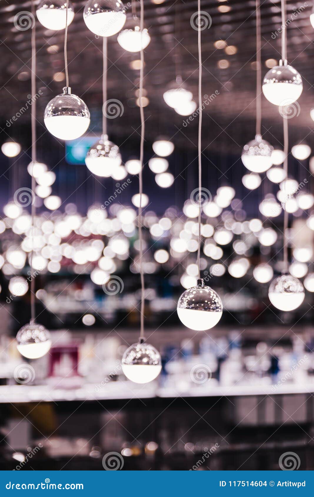 Many Light Bulbs Hang from the Ceiling Stock Photo - Image of bright ...