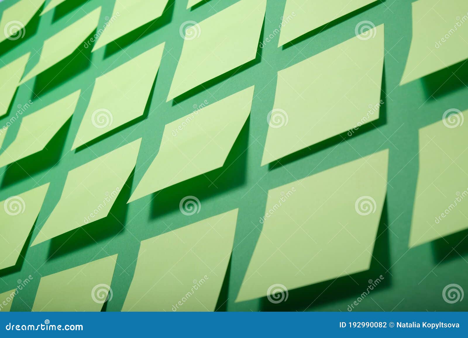 Many Light Green Sticky Notes on a Green Background, Selective Focus ...