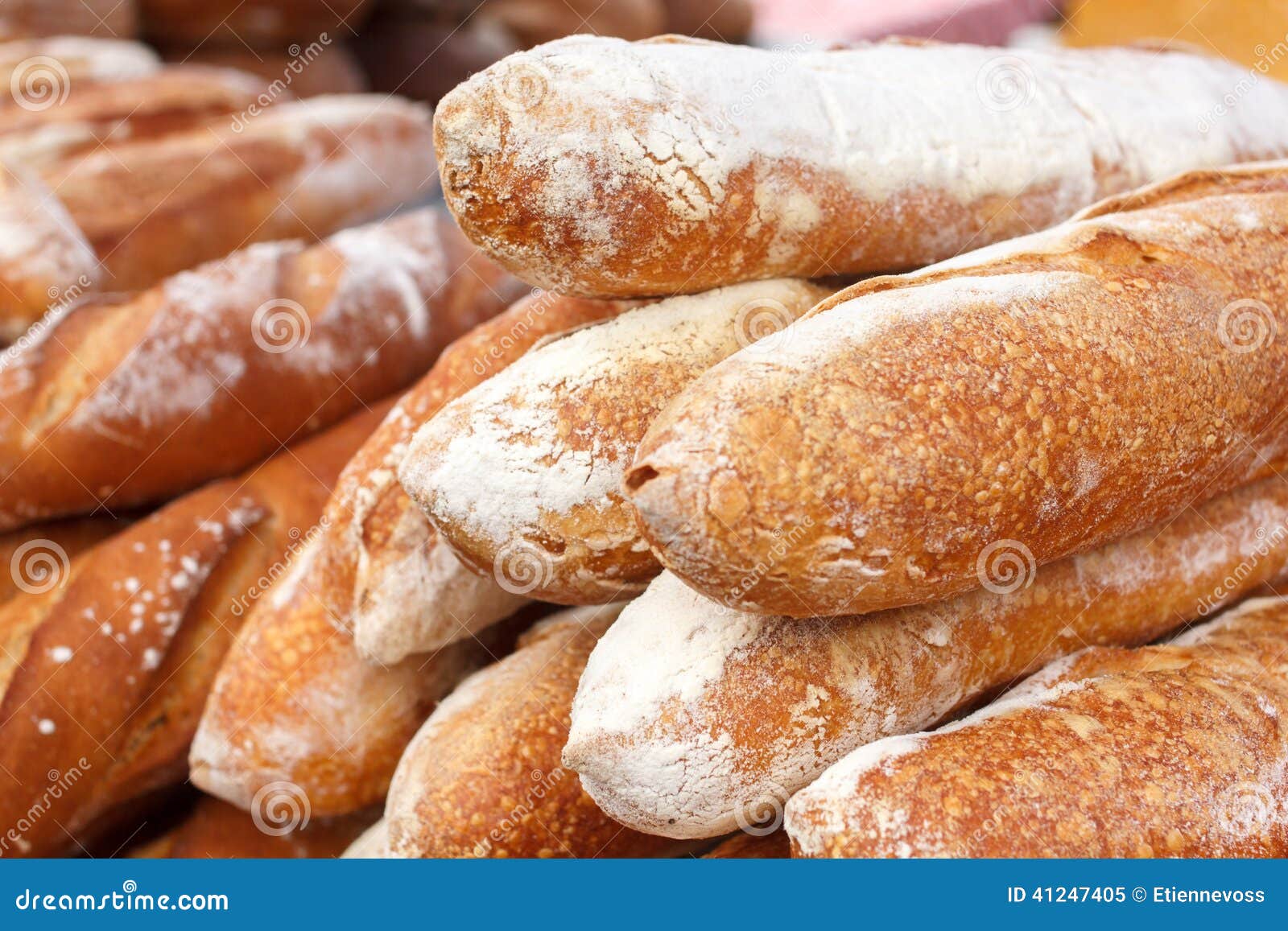 Many Loaves of Bread Stacked in a Market Environment Stock Image ...