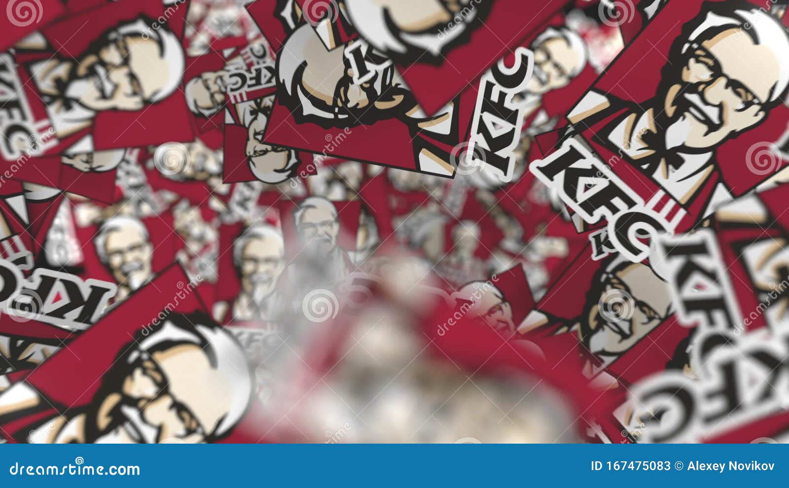 Many Logos of KFC. Editorial 3D Rendering Background Editorial Stock ...