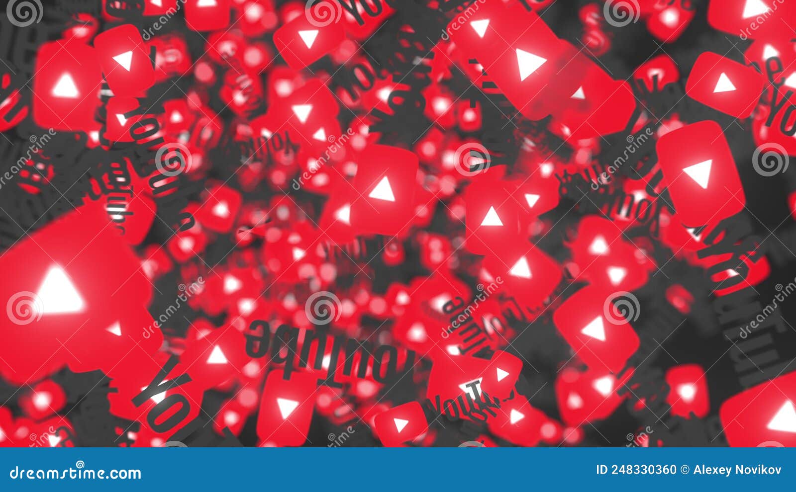 Many Logos of YOUTUBE. Editorial 3D Rendering Editorial Image ...