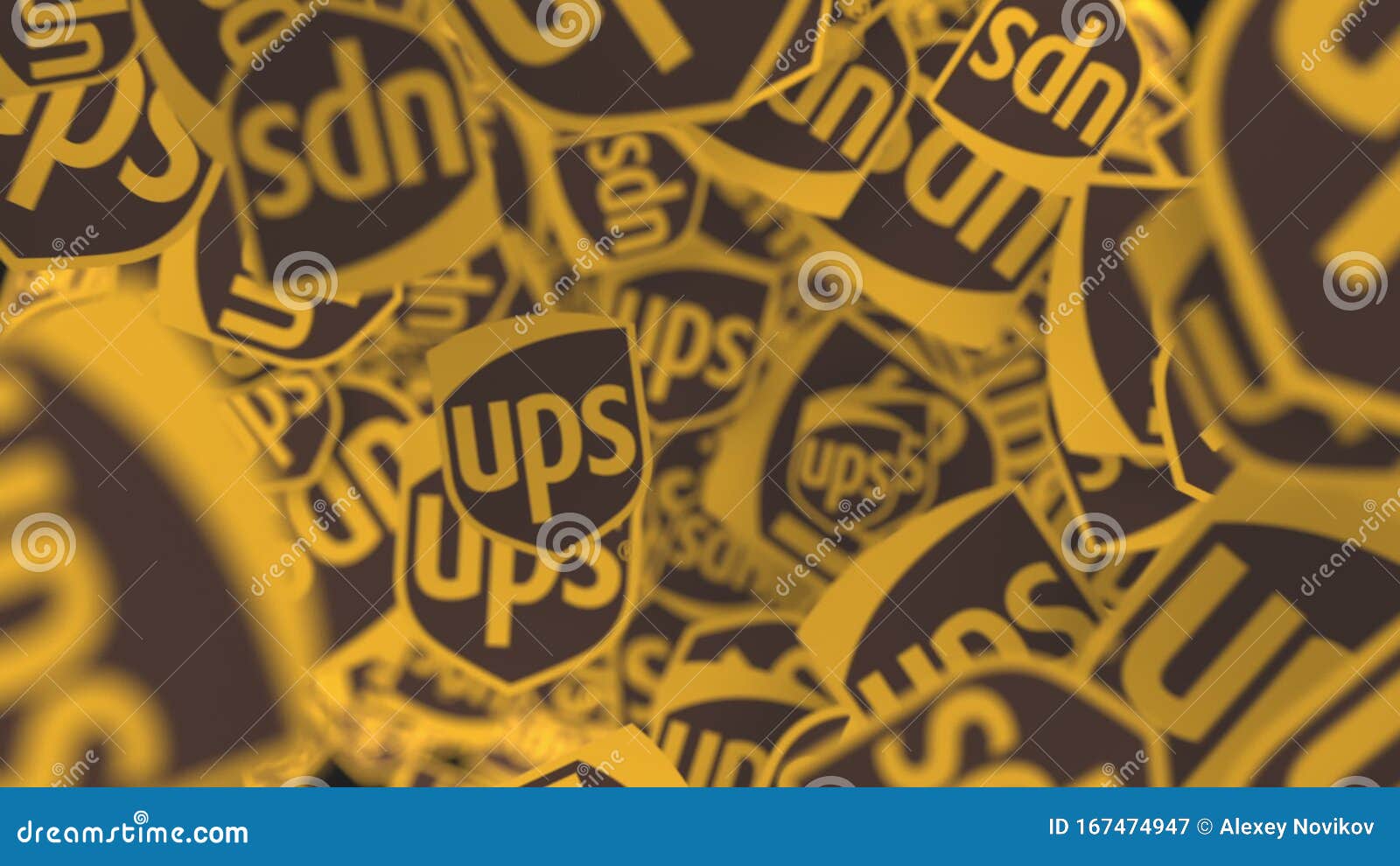 Many Logos of UPS. Editorial 3D Rendering Background Editorial ...