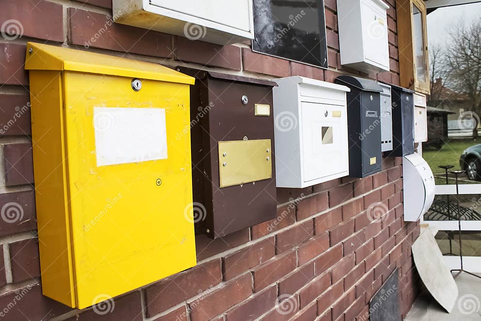 Many mail boxes stock photo. Image of envelope, full - 117166922