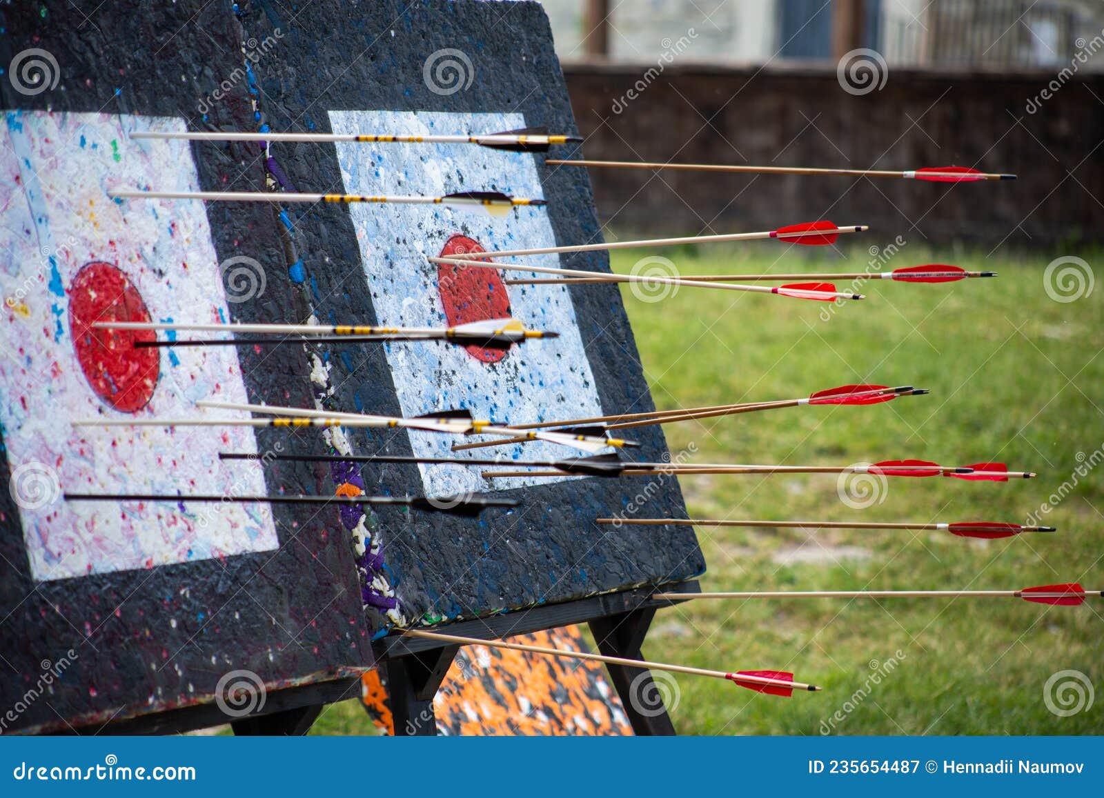 Many Medieval Arrows Hit the Target Stock Image - Image of podilskyi ...
