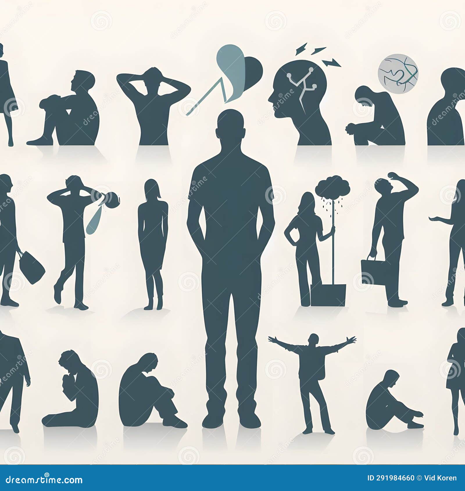 Many Mental - Psychological Problems in Modern World, Illustration ...