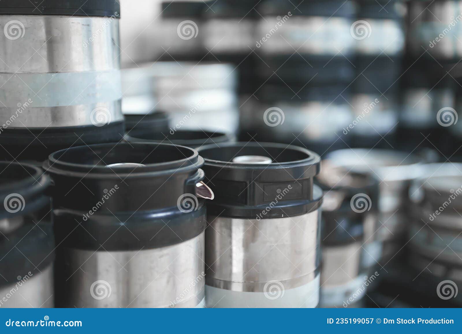 Many metal beer kegs stock image. Image of aluminum - 235199057