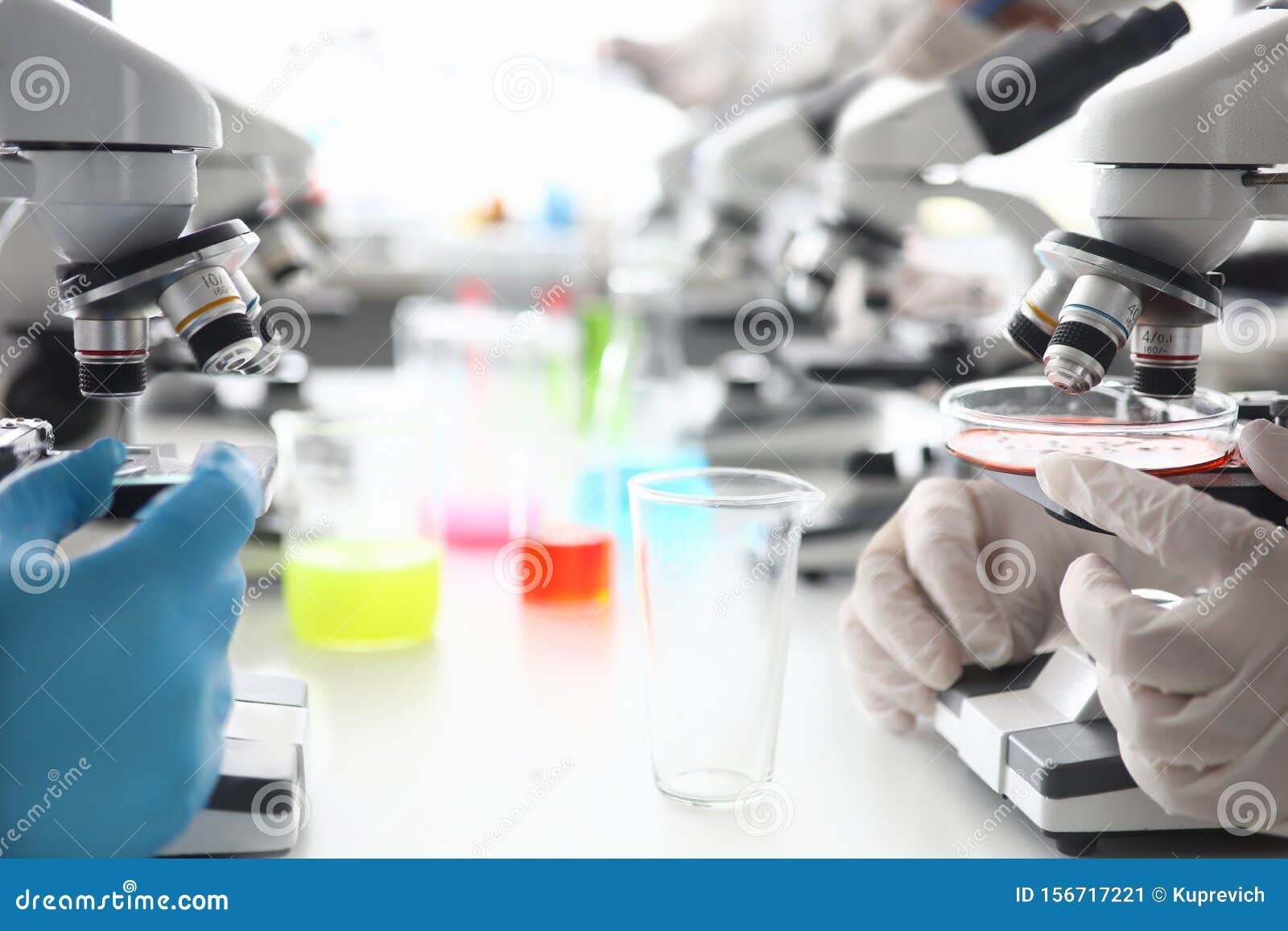Many Microscopes in Forensic Science Laboratory Stock Image - Image of ...