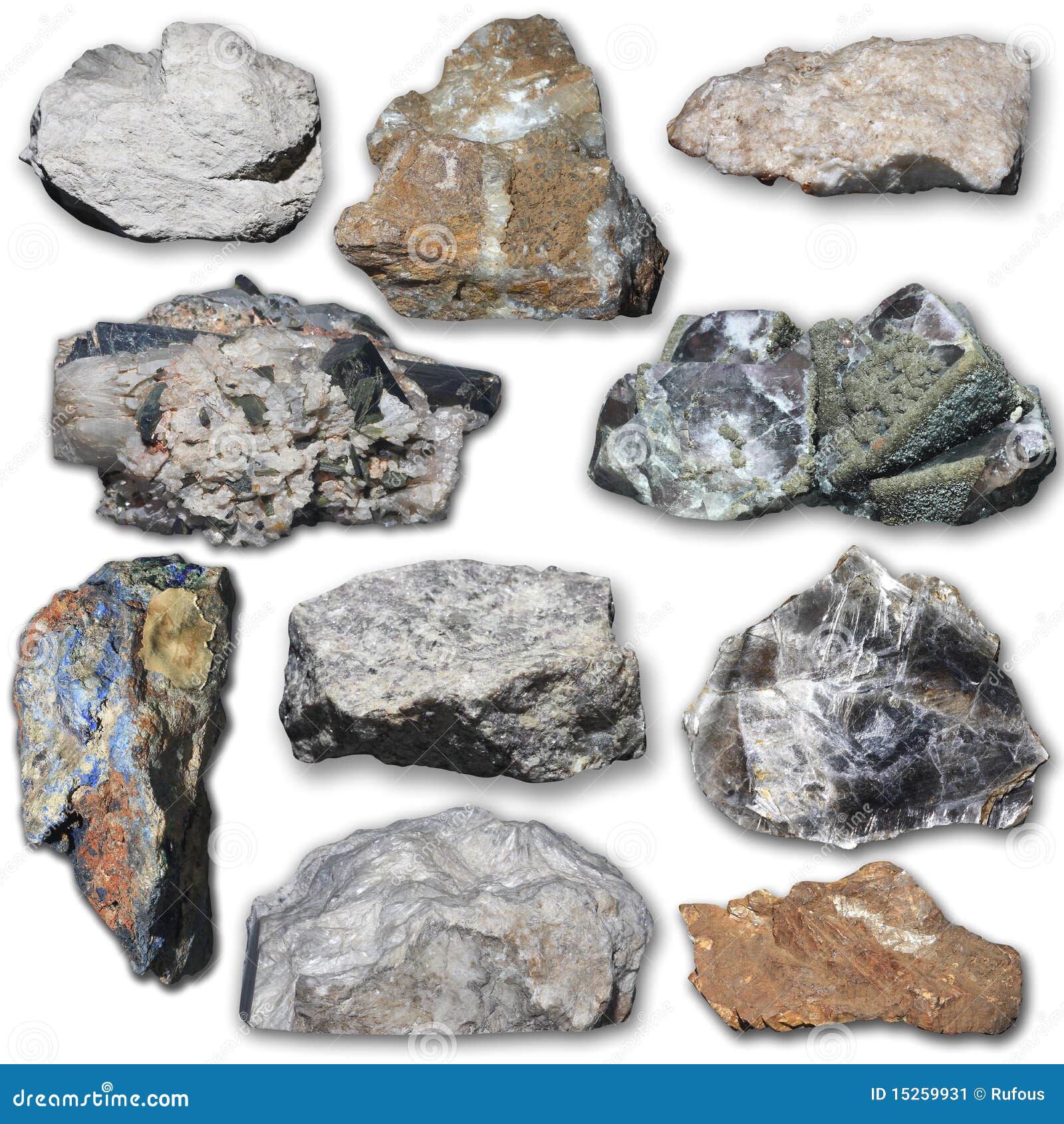 Many Minerals on a White Background Stock Image - Image of shot, pyrite ...