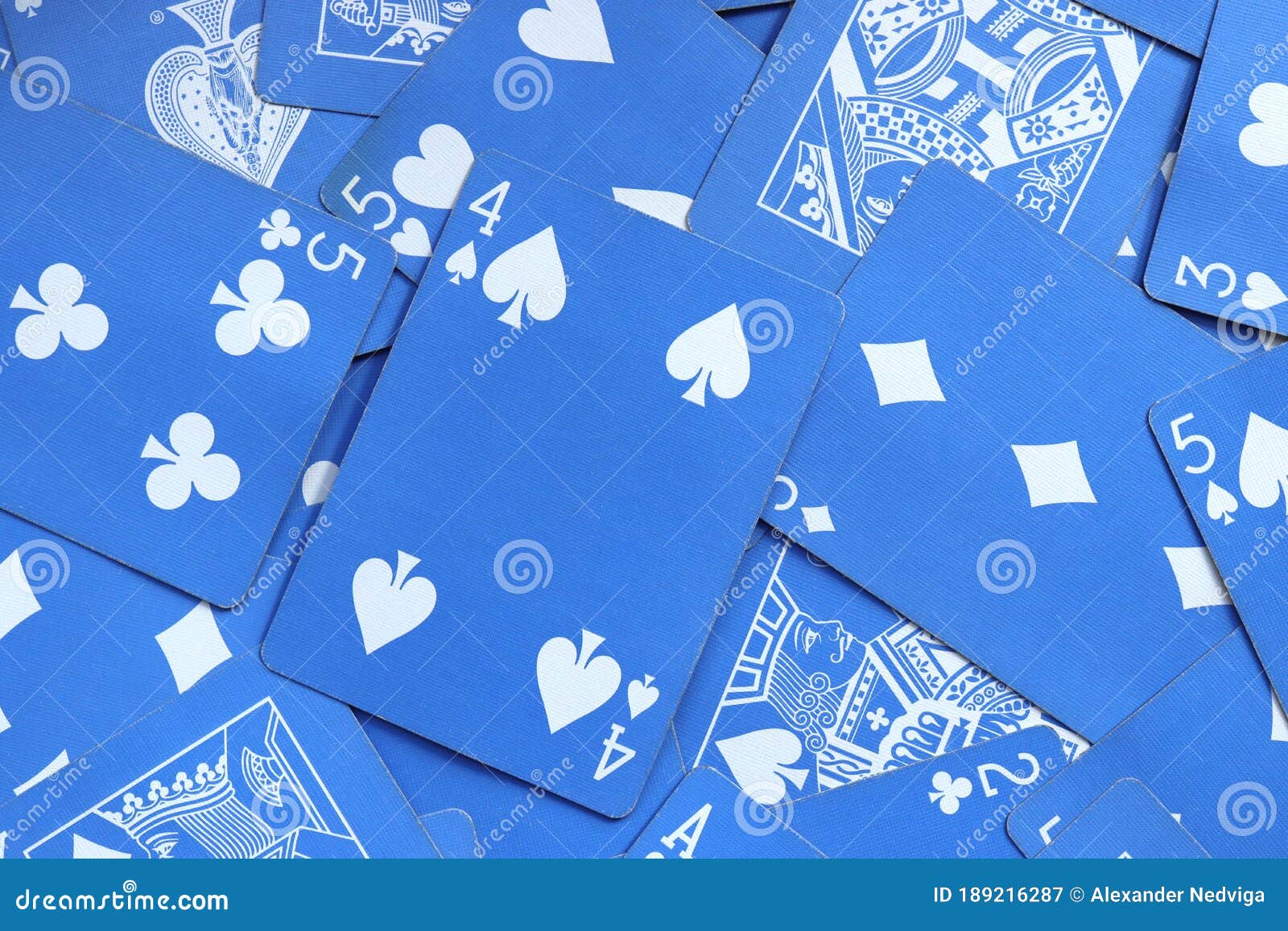 Many Miscellaneous Jumbled Blue Playing Cards Surface. Stock Image ...