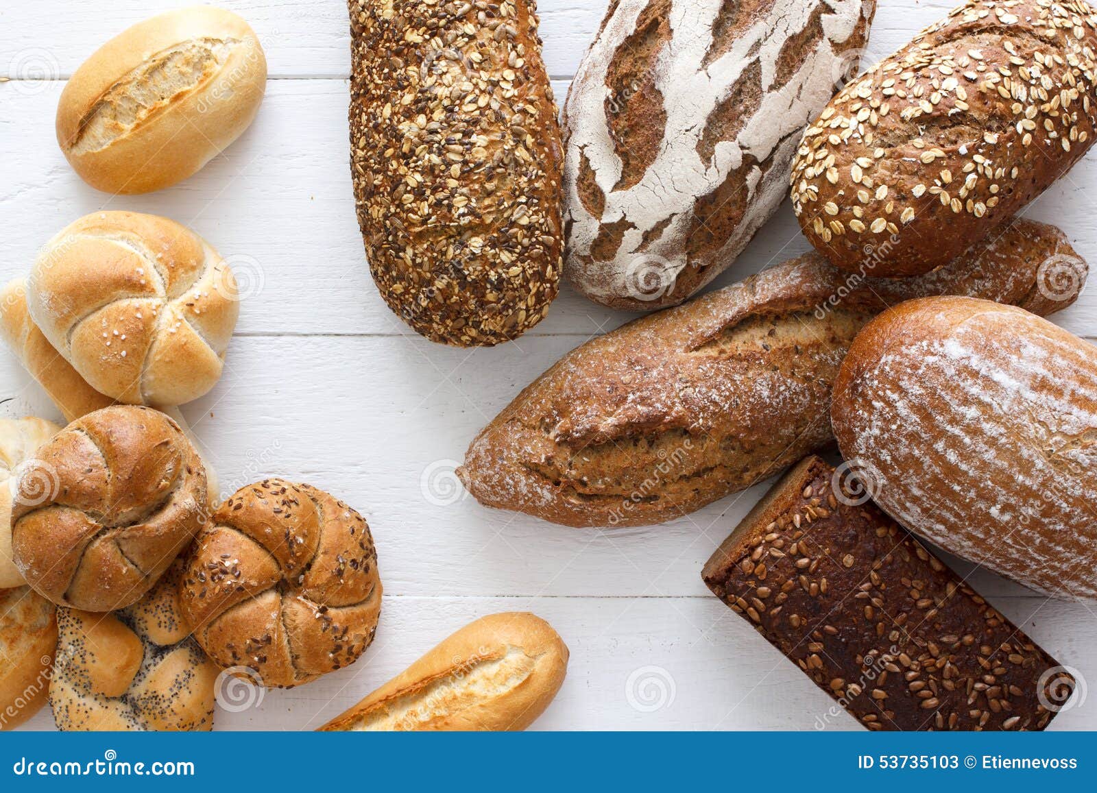 Many Mixed Breads and Rolls. Stock Image - Image of kaiser, angle: 53735103
