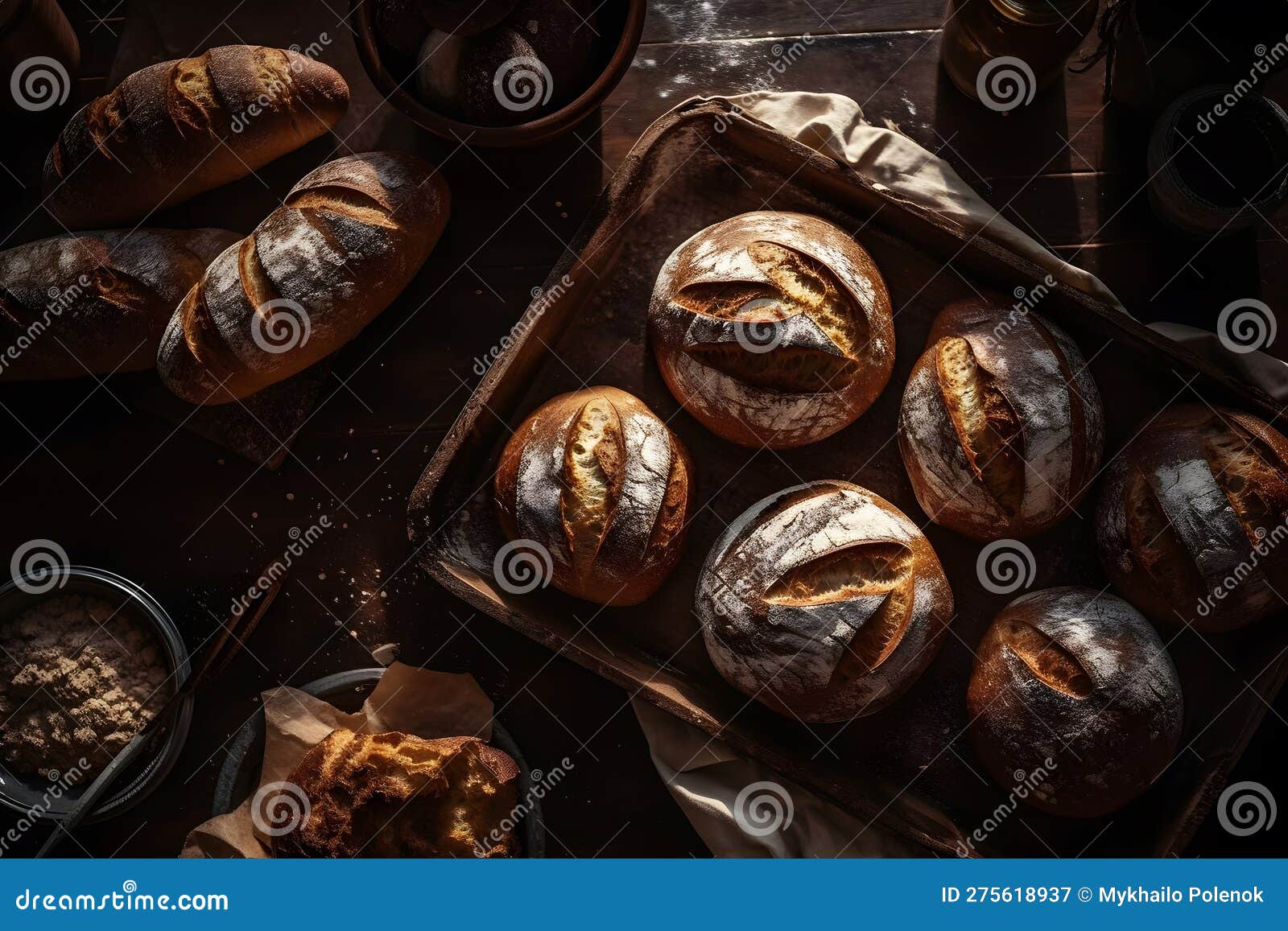 Many Mixed Breads and Rolls Shot from Above. Neural Network AI ...