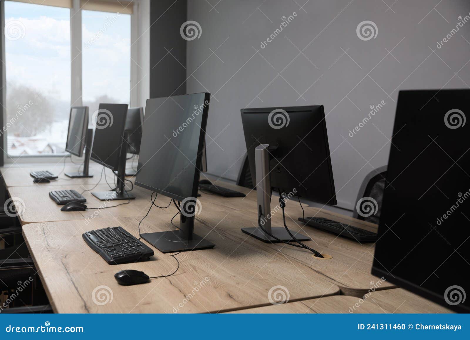 Many Modern Computers in Open Space Office Stock Photo - Image of ...