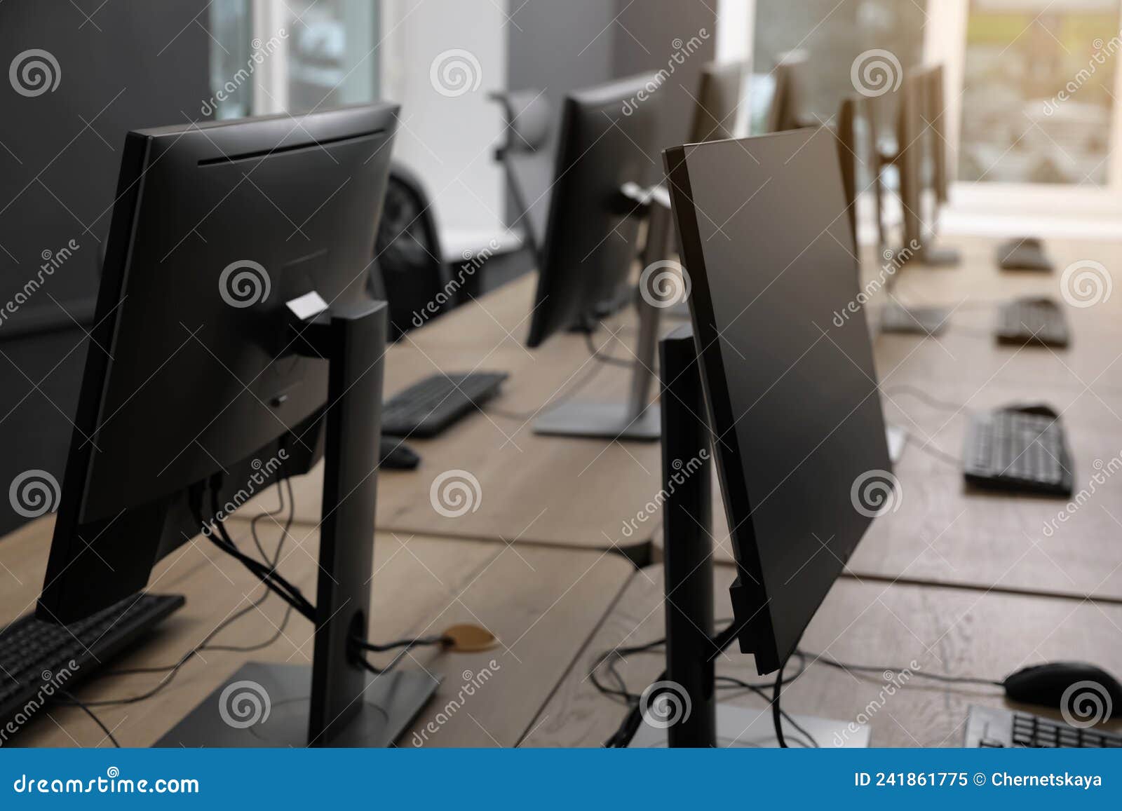 Many Modern Computers in Open Space Office Stock Image - Image of ...
