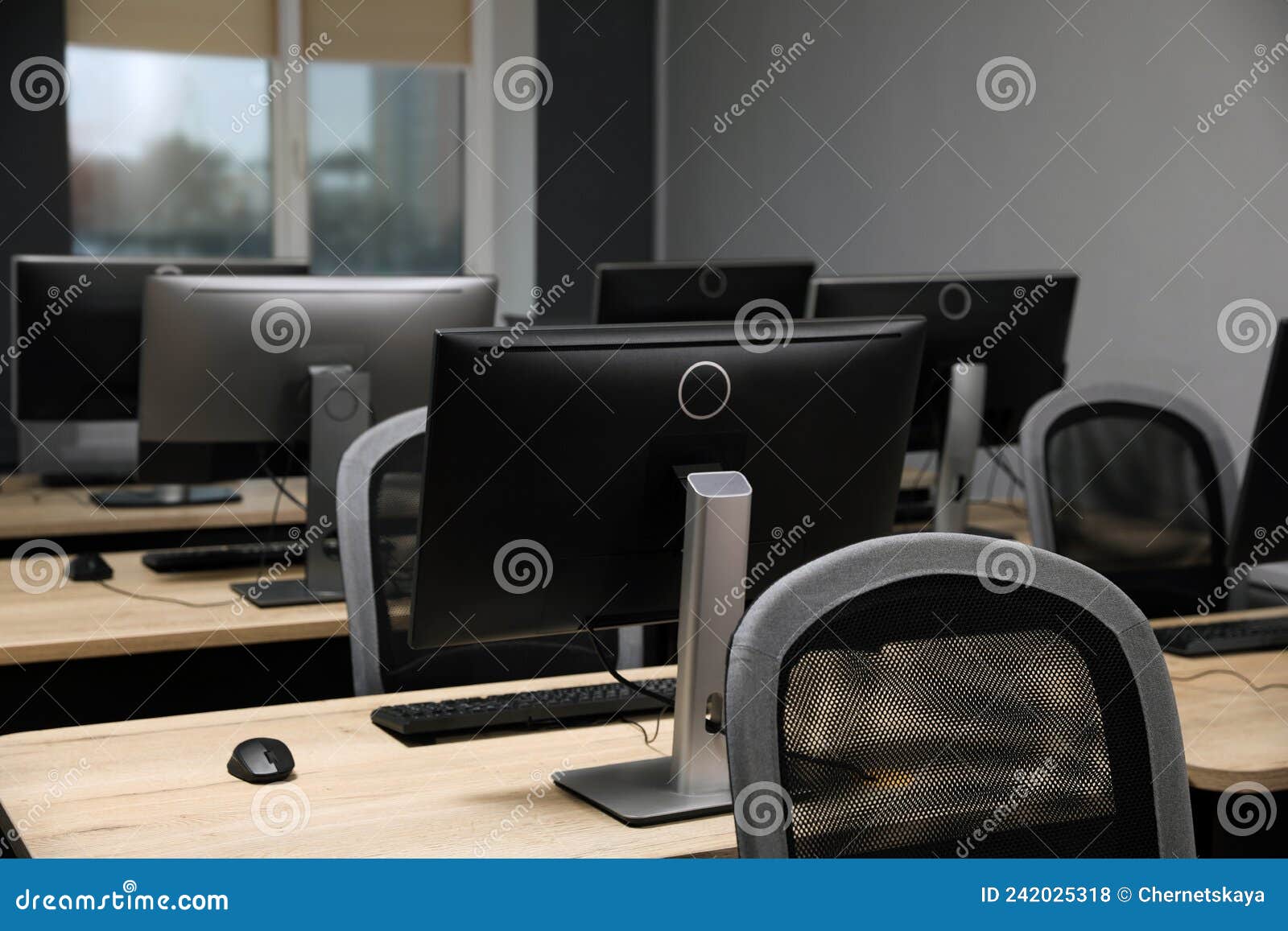 Many Modern Computers in Open Space Office Stock Photo - Image of ...