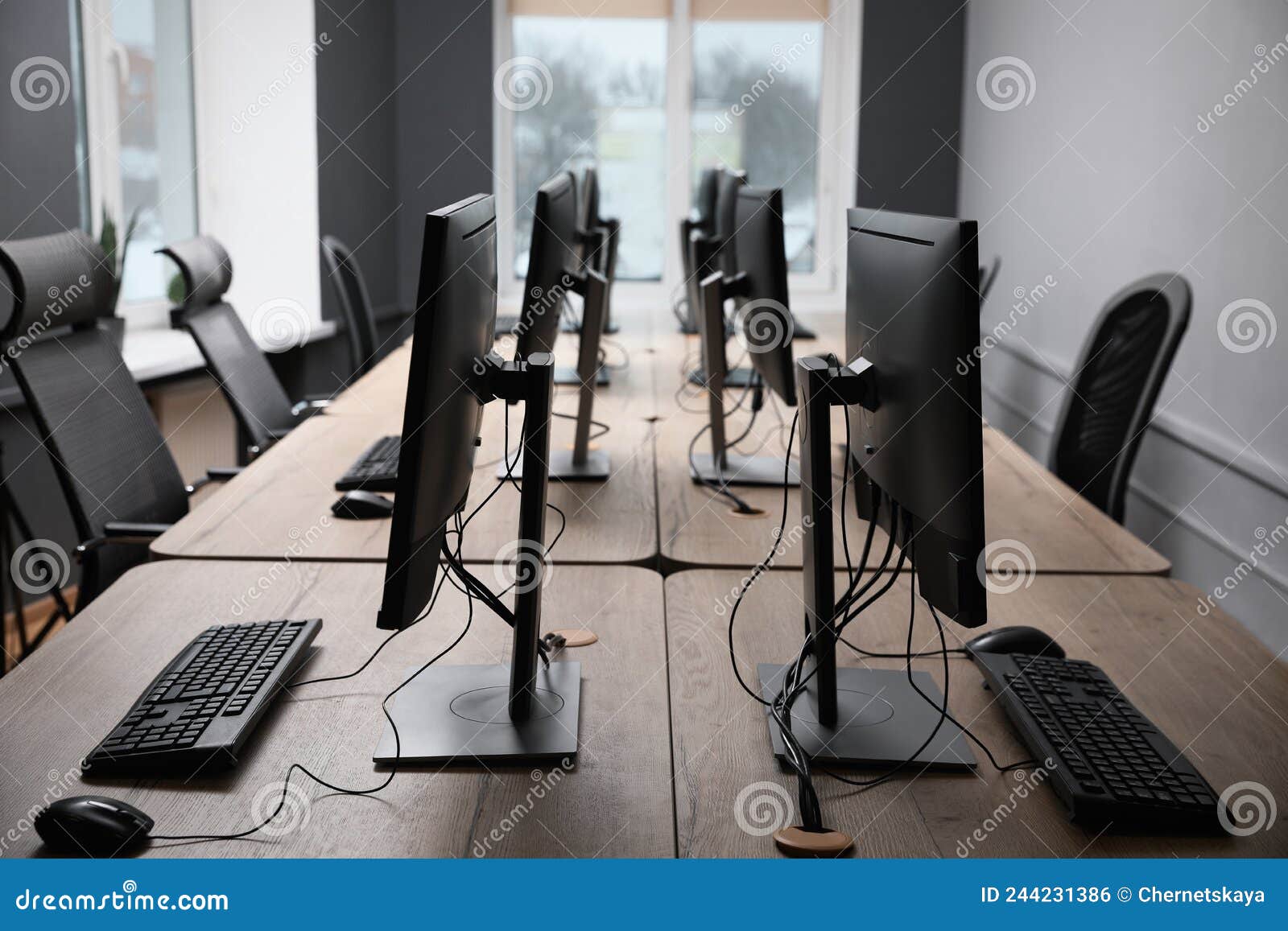 Many Modern Computers in Open Space Office Stock Photo - Image of ...