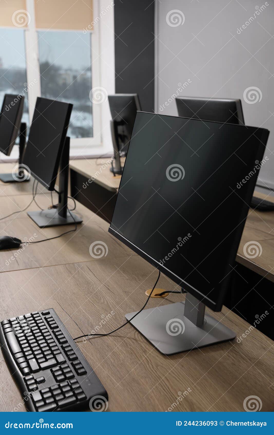 Many Modern Computers in Open Space Office Stock Image - Image of ...