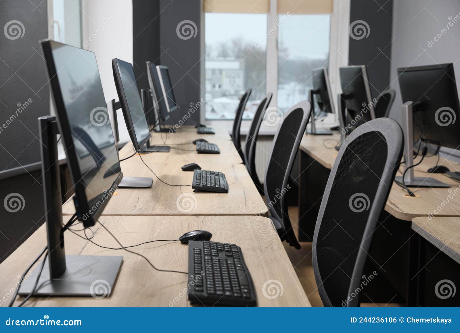 Many Modern Computers in Open Space Office Stock Photo - Image of ...