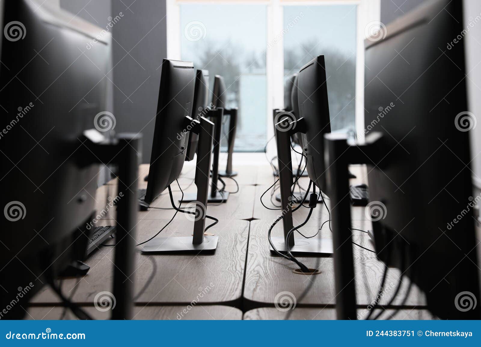 Many Modern Computers in Open Space Office Stock Image - Image of ...