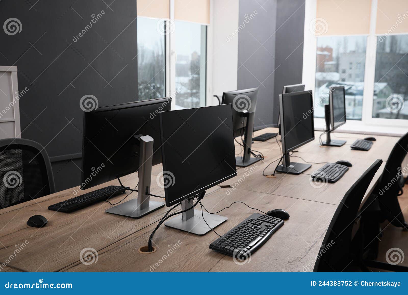 Many Modern Computers in Open Space Office Stock Photo - Image of ...