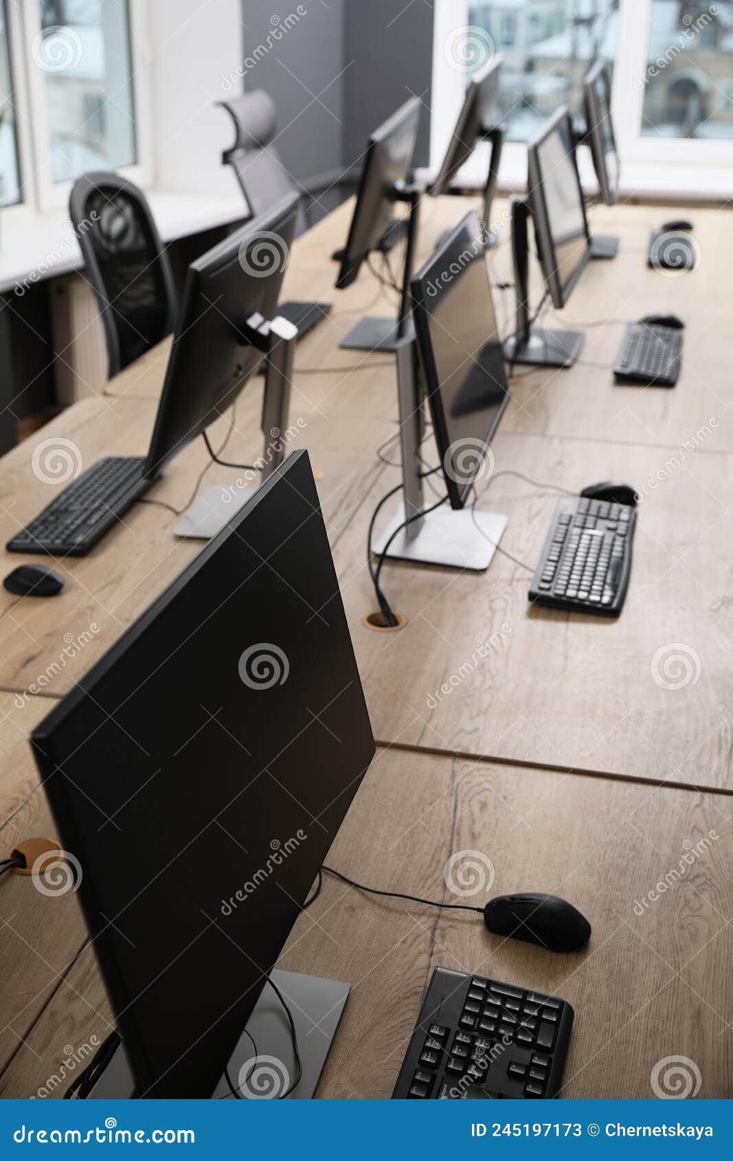 Many Modern Computers in Open Space Office Stock Image - Image of ...