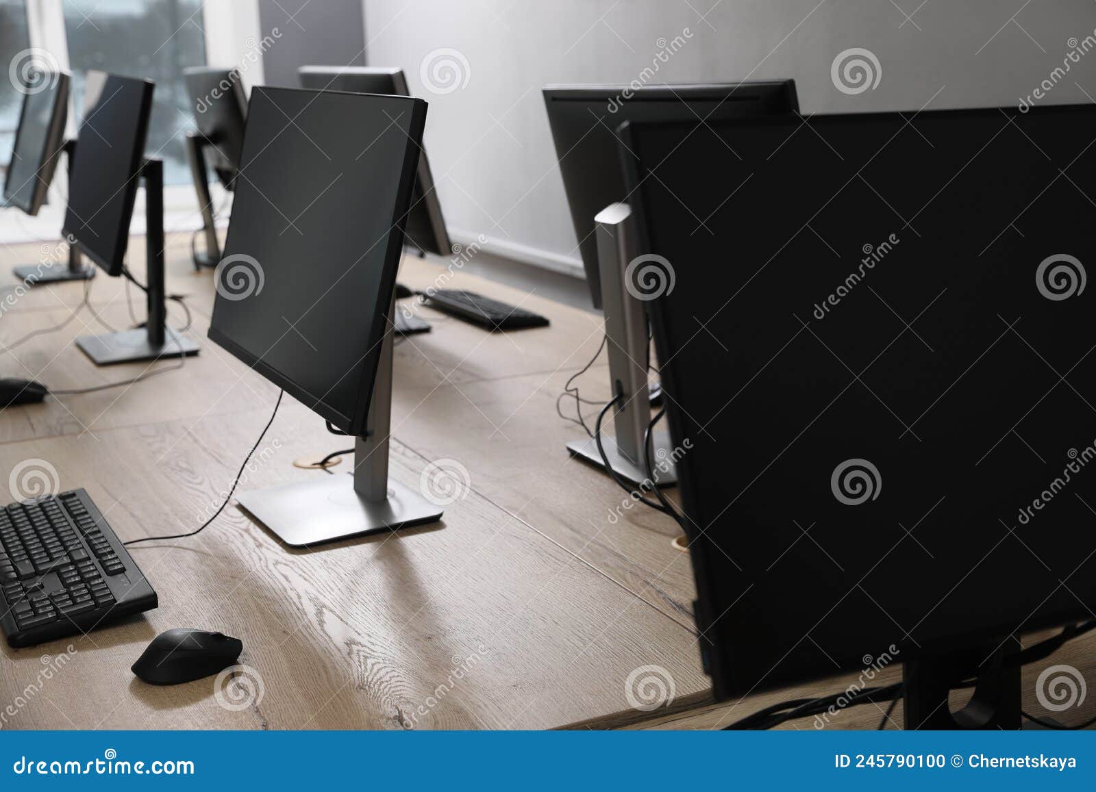 Many Modern Computers in Open Space Office Stock Photo - Image of ...