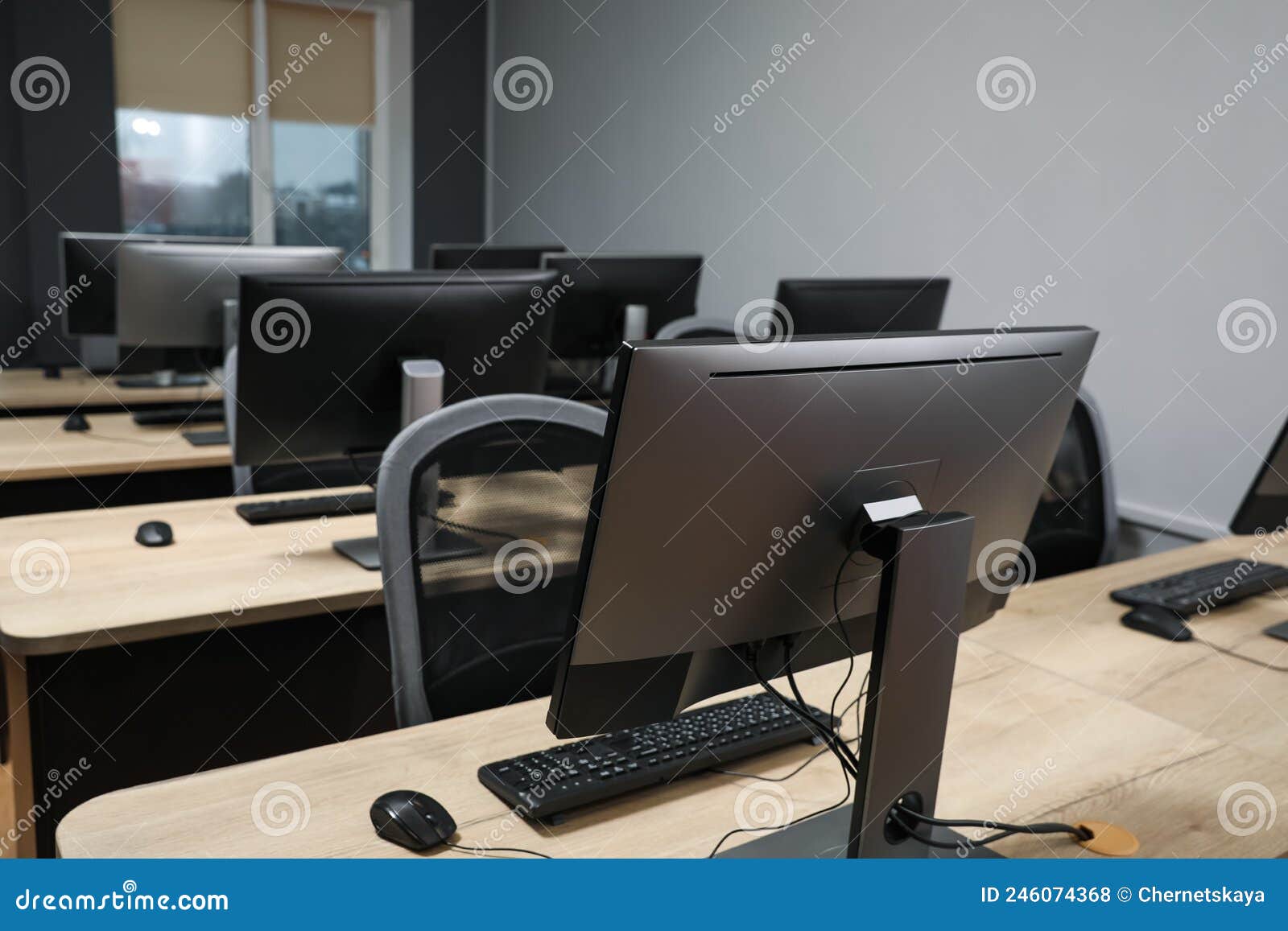 Many Modern Computers in Open Space Office Stock Photo - Image of ...