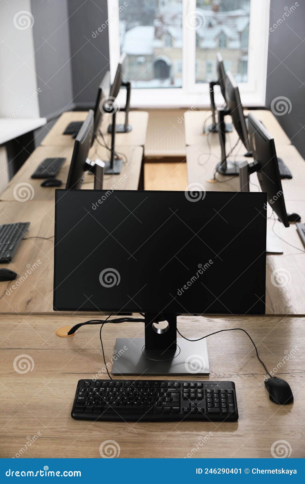 Many Modern Computers in Open Space Office Stock Image - Image of ...