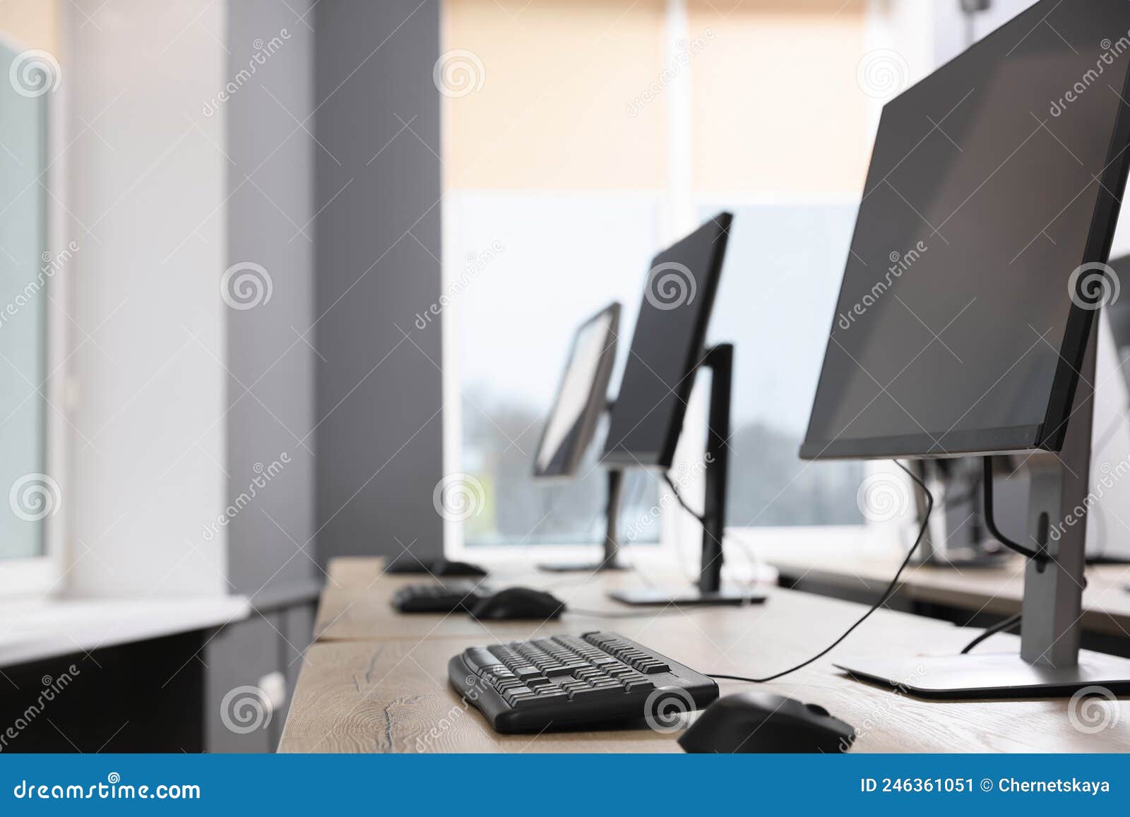 Many Modern Computers in Open Space Office Stock Image - Image of ...