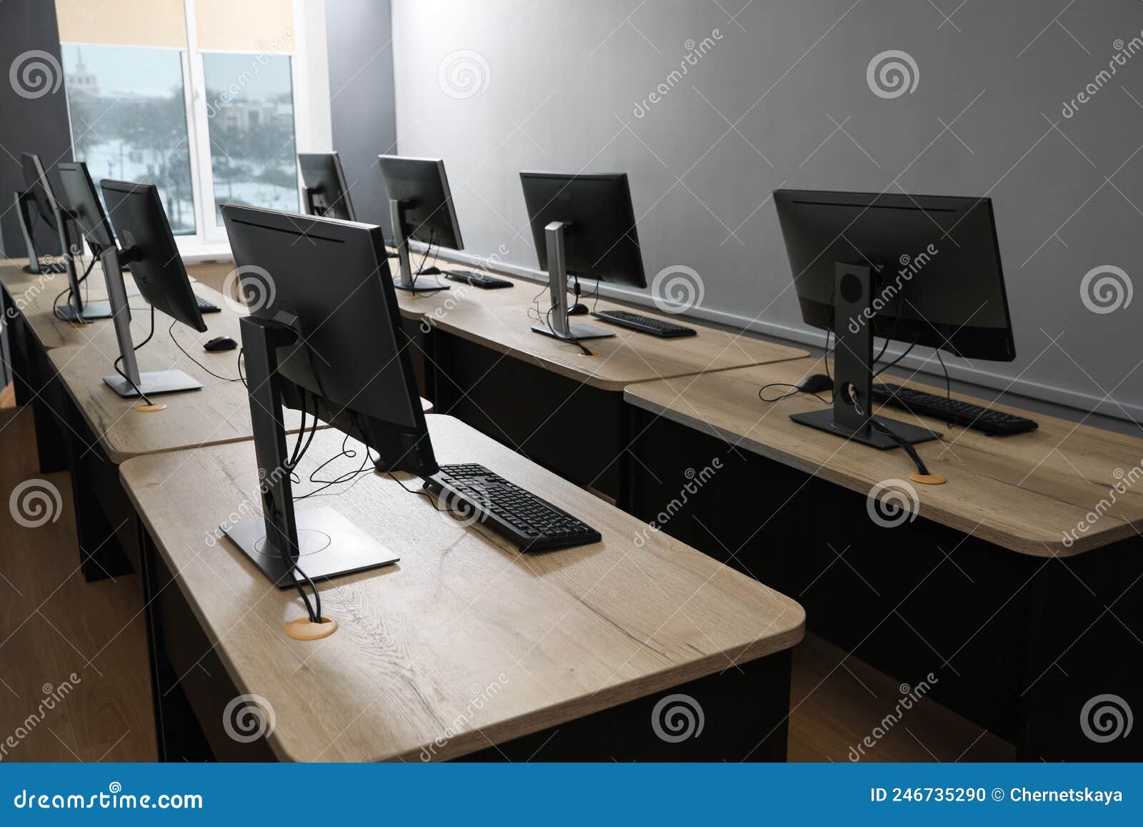 Many Modern Computers in Open Space Office Stock Photo - Image of ...