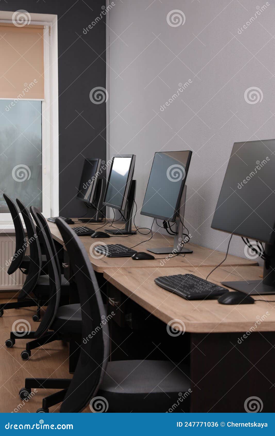 Many Modern Computers in Open Space Office Stock Photo - Image of ...