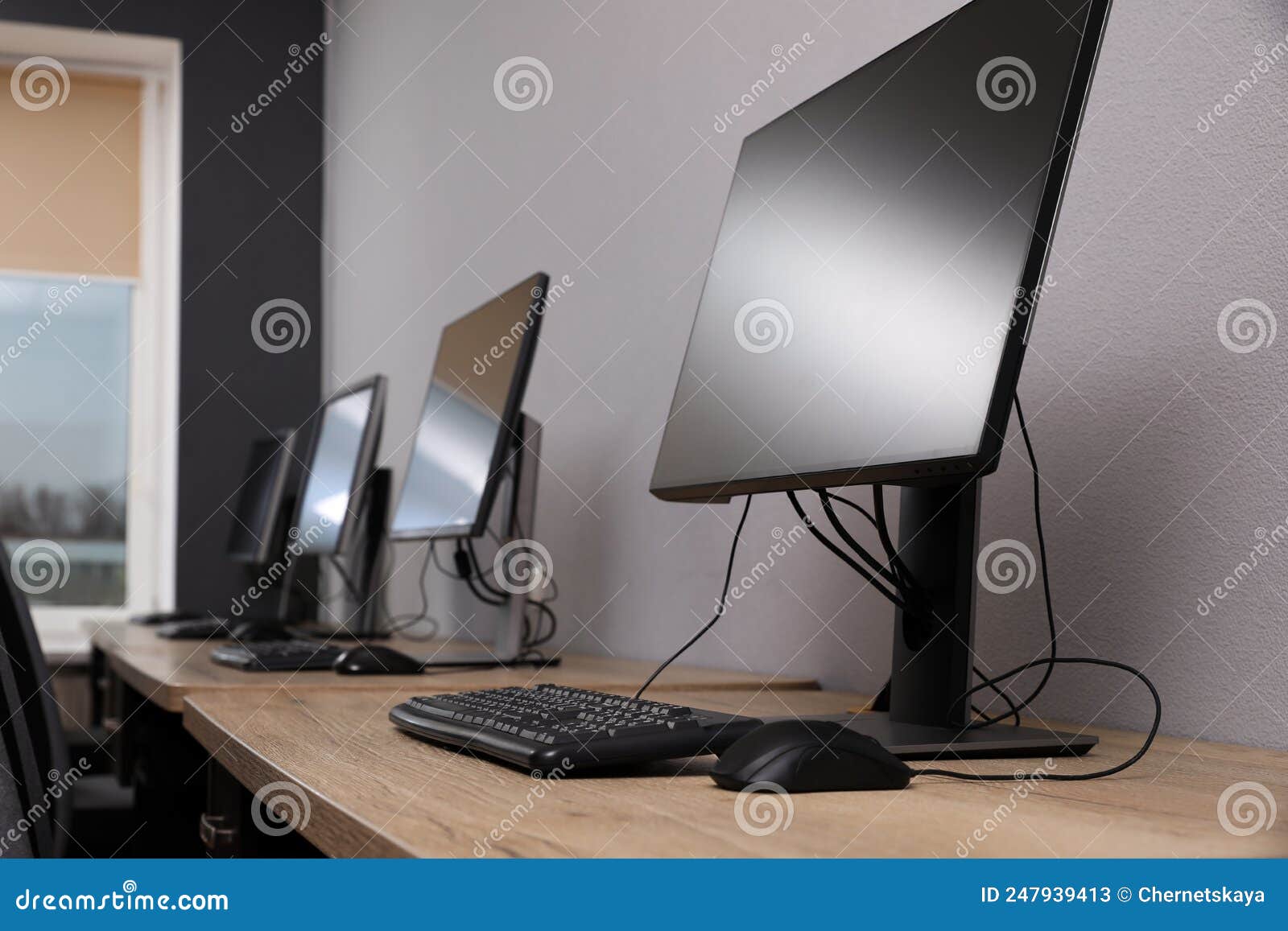 Many Modern Computers in Open Space Office Stock Image - Image of ...