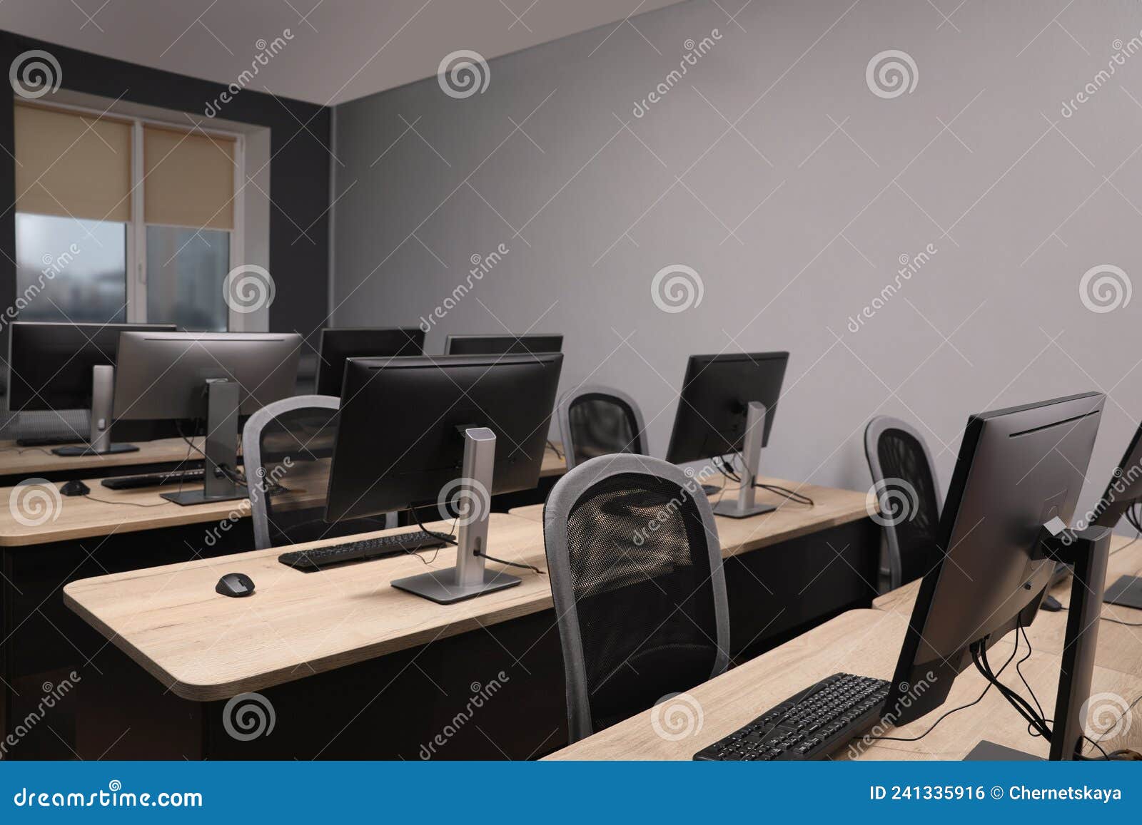 Many Modern Computers in Open Space Office Stock Photo - Image of ...
