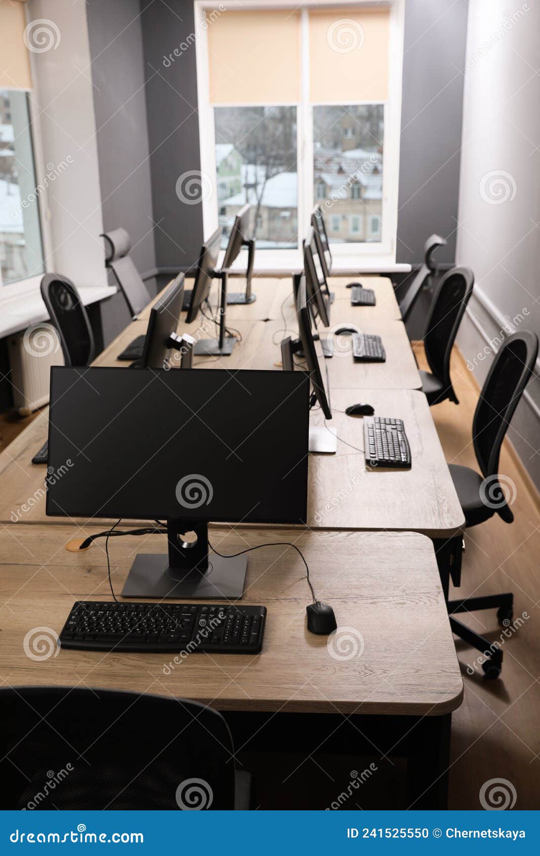 Many Modern Computers in Open Space Office Stock Photo - Image of ...