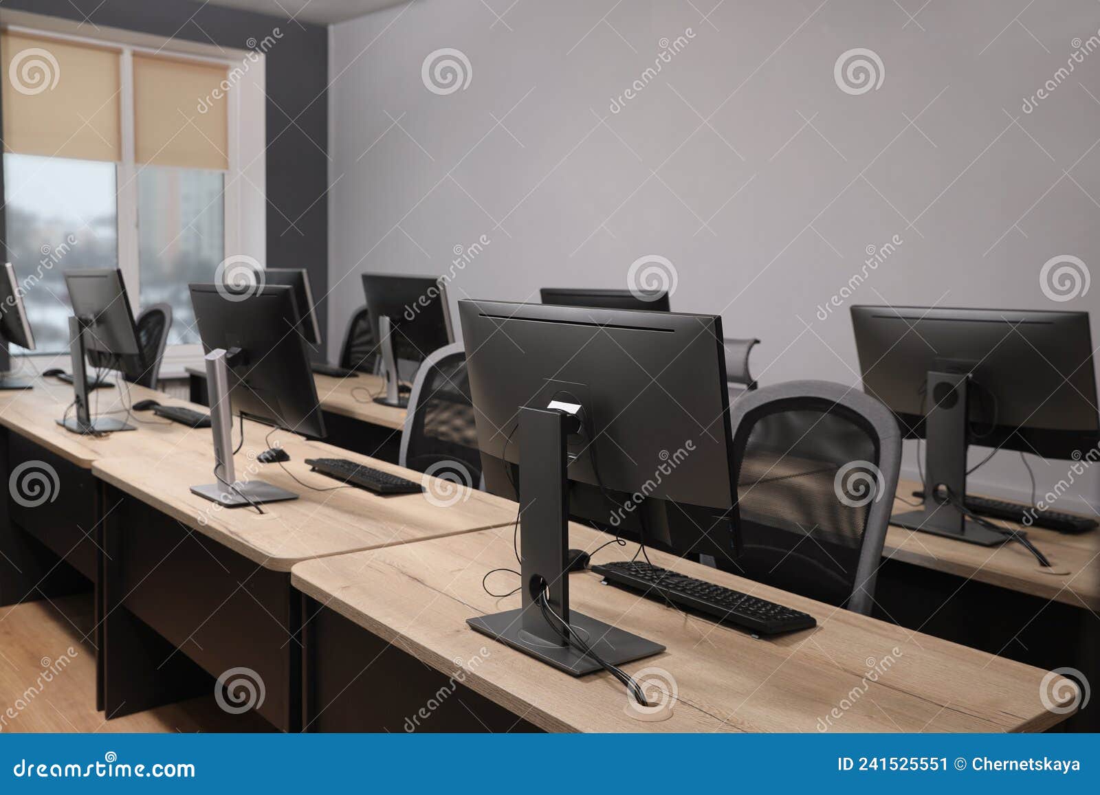 Many Modern Computers in Open Space Office Stock Image - Image of ...