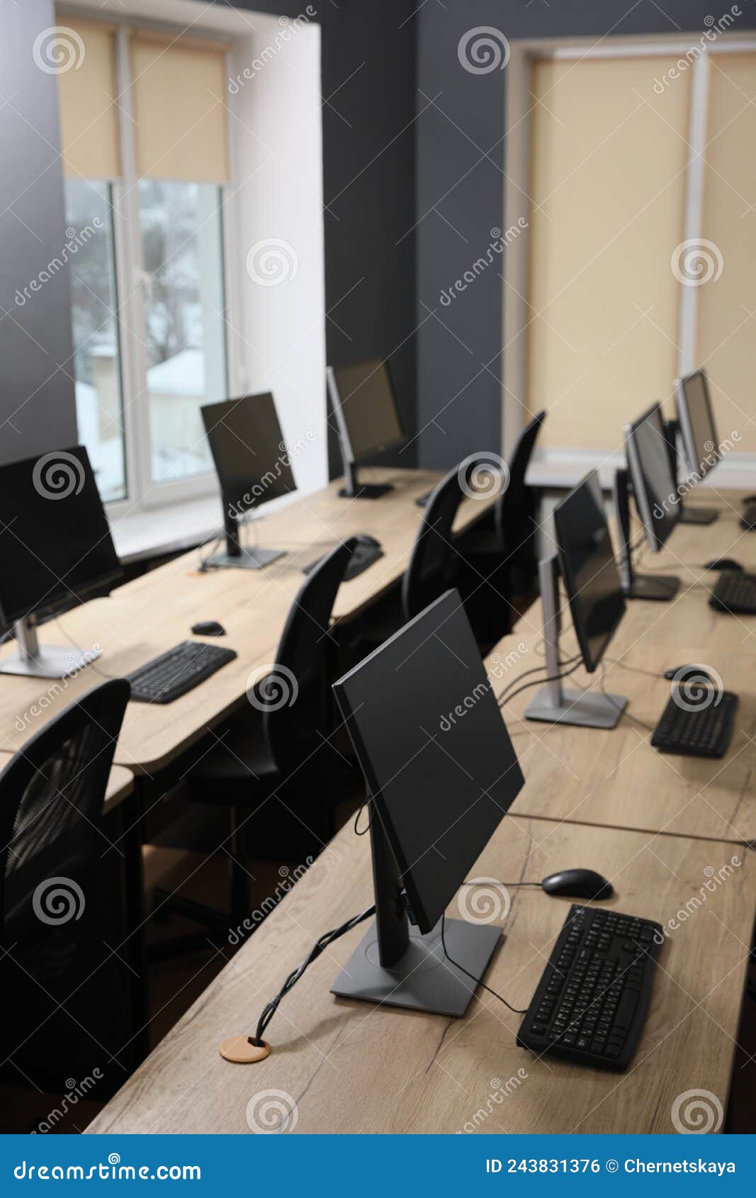Many Modern Computers in Open Space Office Stock Photo - Image of ...