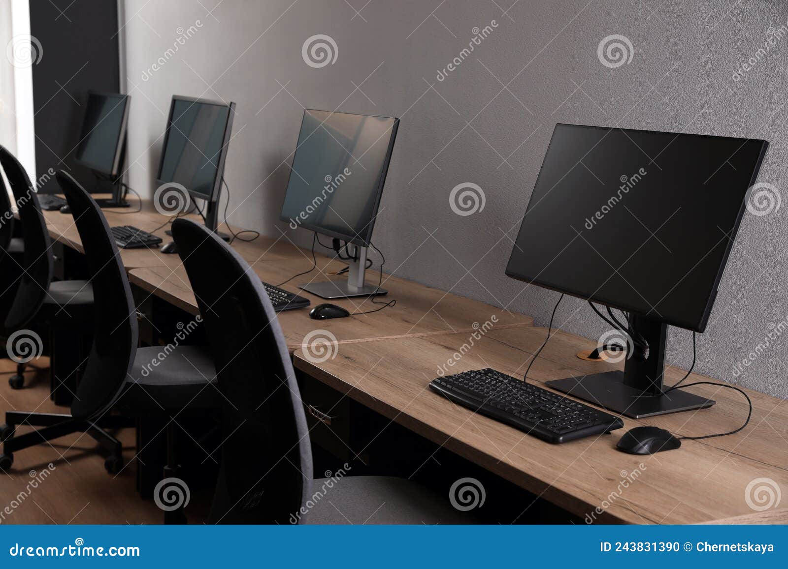 Many Modern Computers in Open Space Office Stock Photo - Image of ...