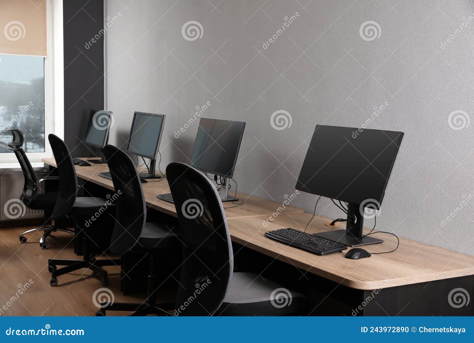 Many Modern Computers in Open Space Office Stock Photo - Image of ...