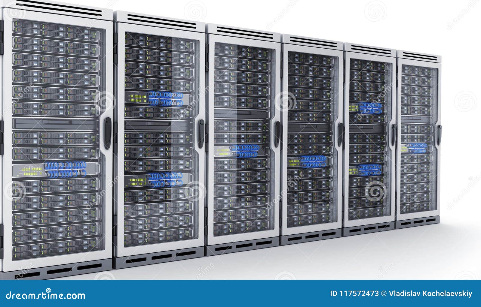 Many Modern Servers. Large Database Stock Illustration - Illustration ...